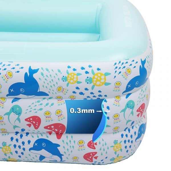 Kids Inflatable Plastic Swimming Pool Rectangular Kiddie Pool