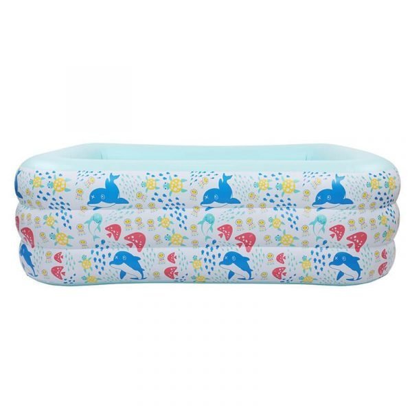 Kids Inflatable Plastic Swimming Pool Rectangular Kiddie Pool