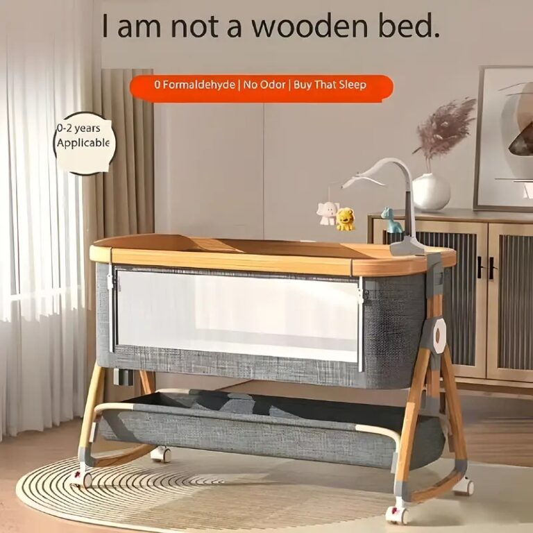Foldable Mini Crib With Wheels For Baby Bedside Crib Bassinet
