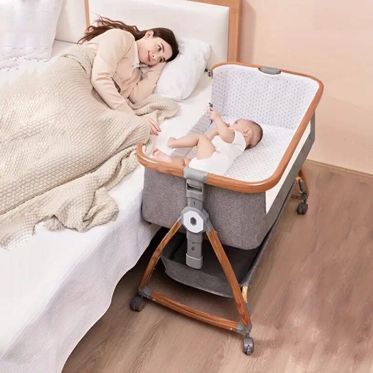 Foldable Mini Crib With Wheels For Baby Bedside Crib Bassinet