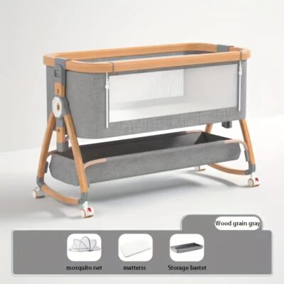 Foldable Mini Crib With Wheels For Baby Bedside Crib Bassinet