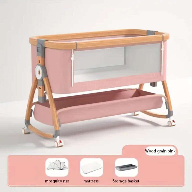 Foldable Mini Crib With Wheels For Baby Bedside Crib Bassinet