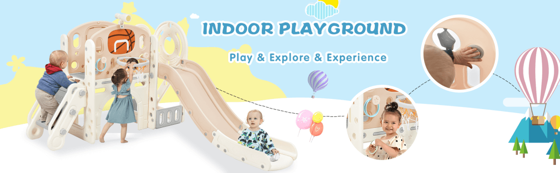 Multiple Kid Indoor Playground Slides With Ladders Set