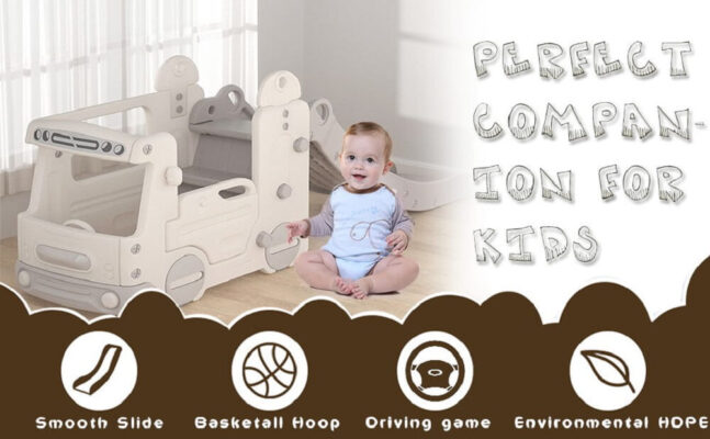 Indoor Slide For Kids 4 In 1 Bus Slide For Toddlers