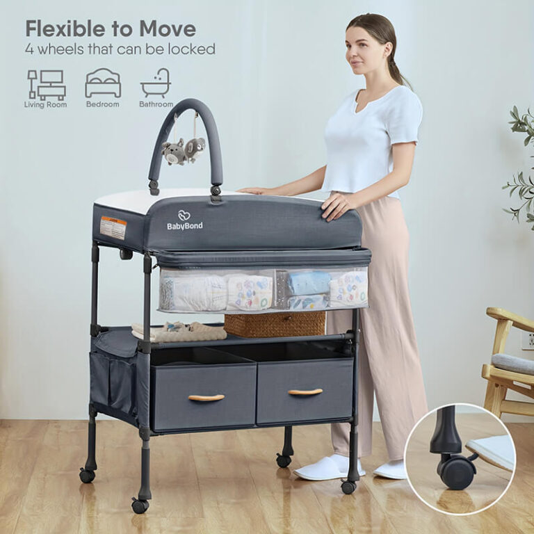 Portable Change Table With Storage Adjustable Foldable Changing Table ...