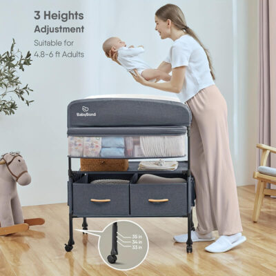 Portable Change Table With Storage Adjustable Foldable Changing Table ...